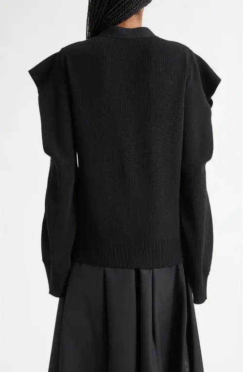 Sacai Rib V-neck Cardigan - Black