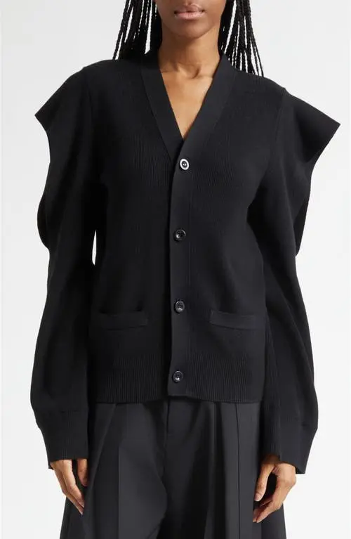 Sacai Rib V-neck Cardigan - Black