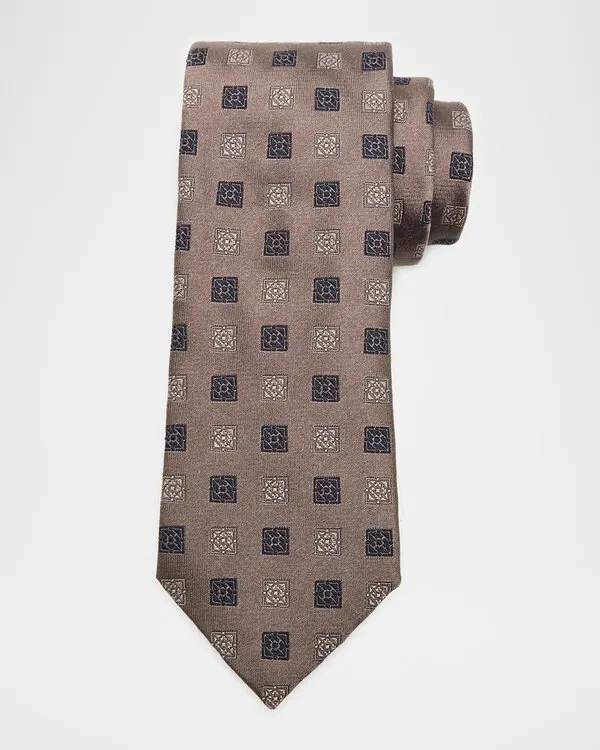 Brunello Cucinelli Medallion Silk And Cotton Neck Tie