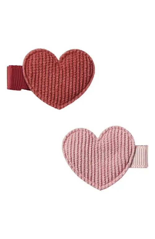QUINCY MAE Set Of 2 Heart Hair Clips - Red-pink