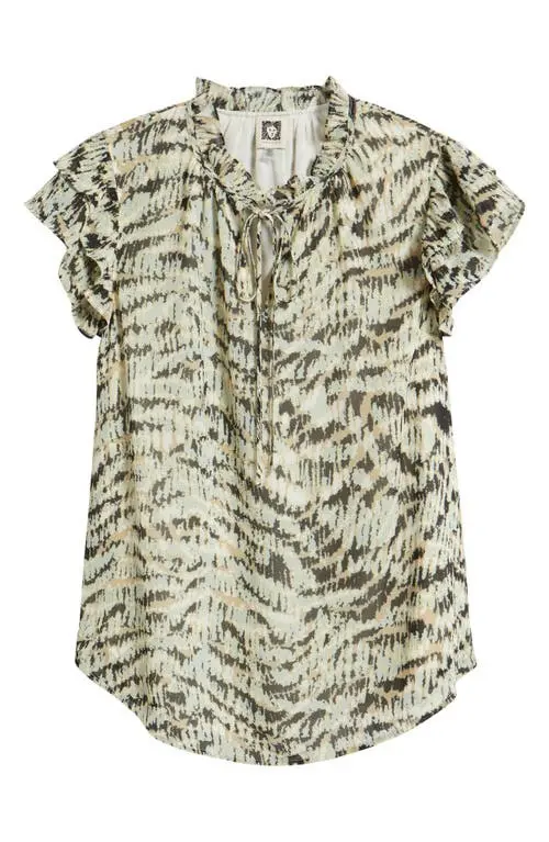 Anne Klein Printed Ruffle Sleeve Top