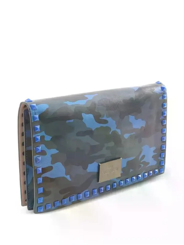 Valentino Garavani 2000s Camouflage Stud Clutch Bag - Blue