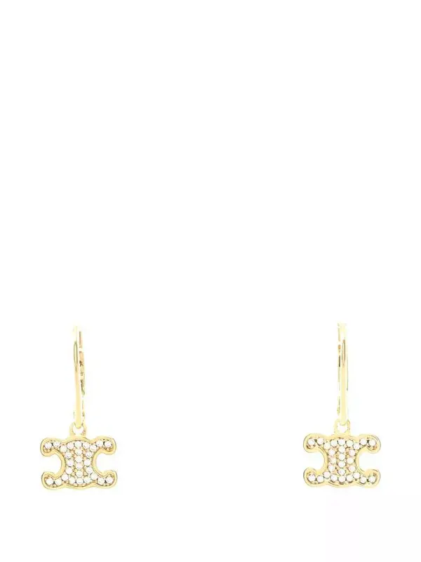 Celine Triomphe Rhinestone Hoop Earrings - Gold