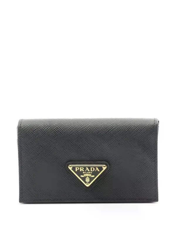 Prada 2020s Saffiano Triangle Wallet - Black