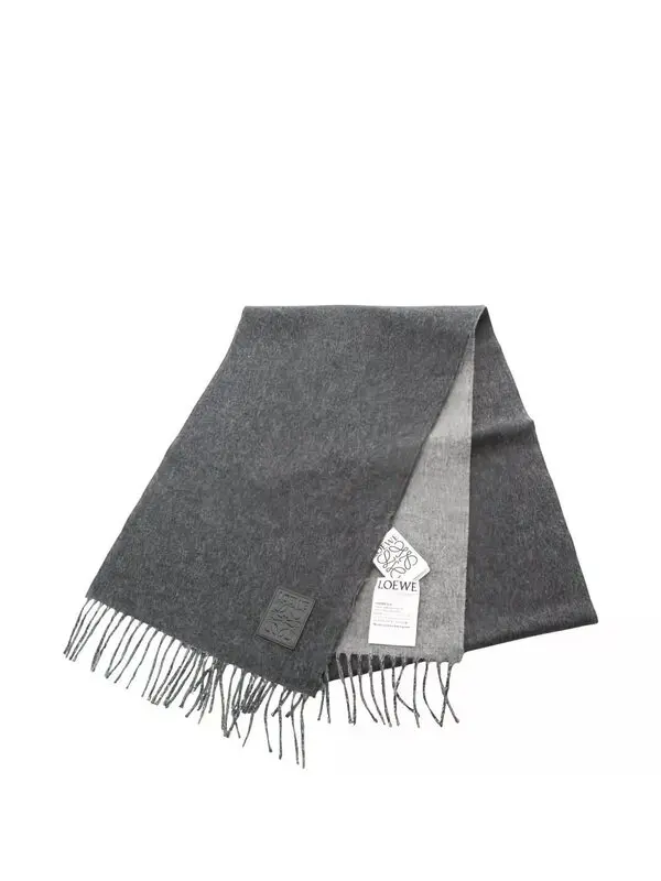 Loewe 2020s Anagram-patch Fringed Scarf - Grey