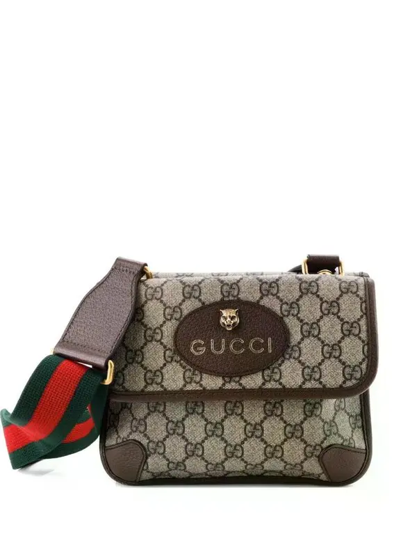 Gucci Neo Vintage Flap Messenger Bag Gg Coated Canvas Small - Brown