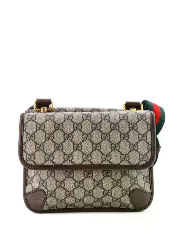 Gucci Neo Vintage Flap Messenger Bag Gg Coated Canvas Small - Brown