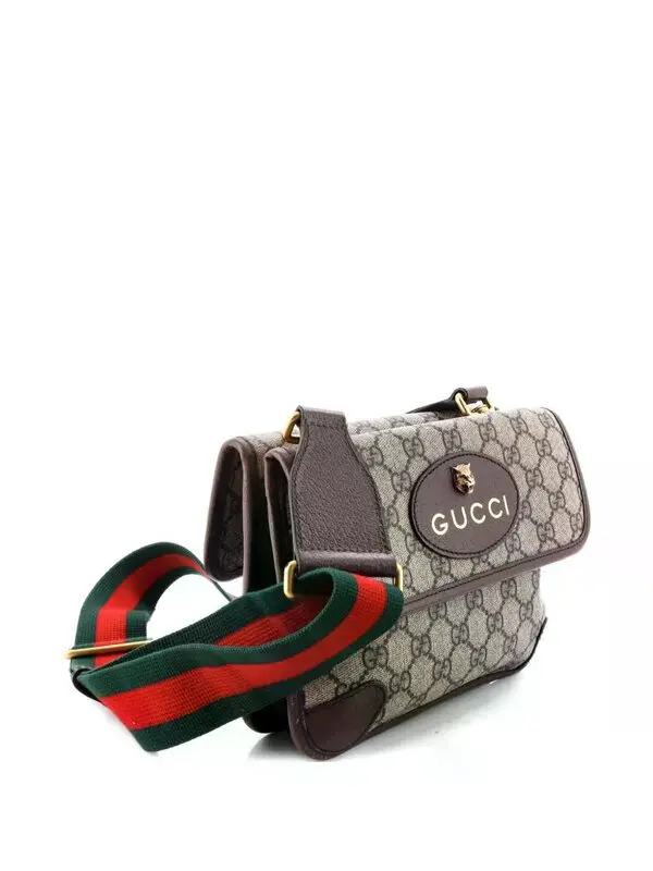 Gucci Neo Vintage Flap Messenger Bag Gg Coated Canvas Small - Brown