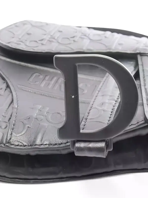 Dior 2010s Mini Oblique Emboss Saddle Bag - Black