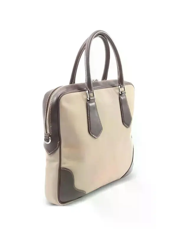 Prada 2000s Canvas And Leather Tote Bag