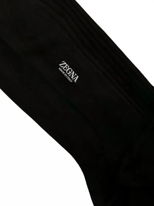 Zegna Logo-print Mid-calf Socks - Brown