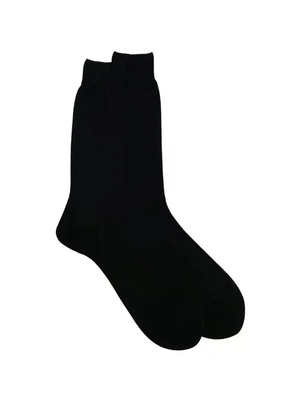 Zegna Logo-embroidered Socks - Black