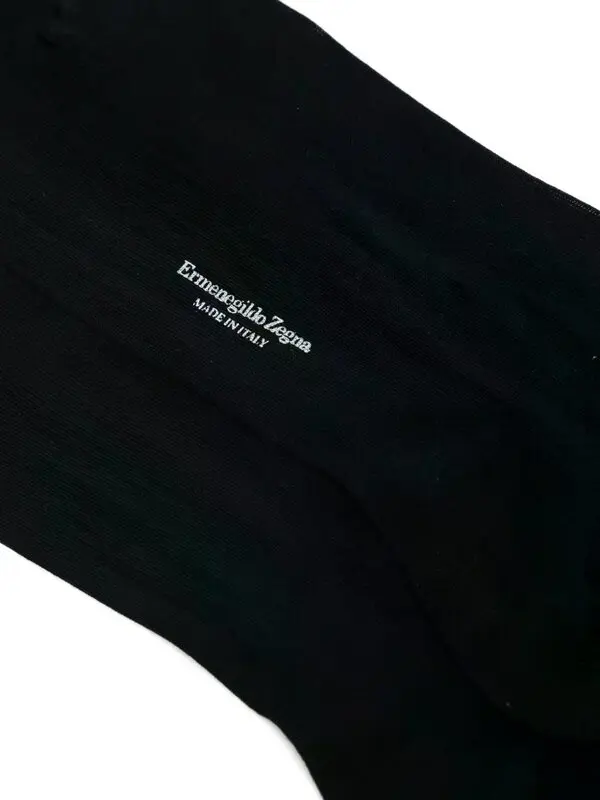 Zegna Logo-embroidered Socks - Black