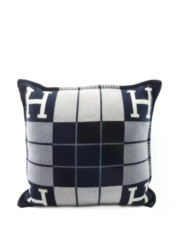 Hermès 2010s Pm Avalon Iii Check Cushion - Blue