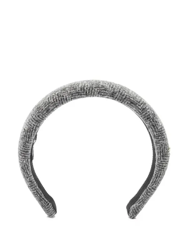 Miu Miu Tweed Headband With Logo - Grey