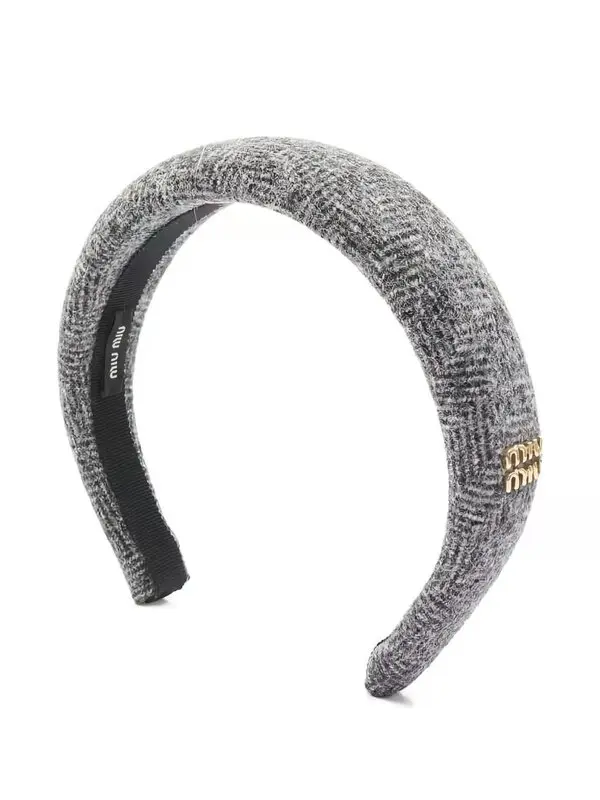 Miu Miu Tweed Headband With Logo