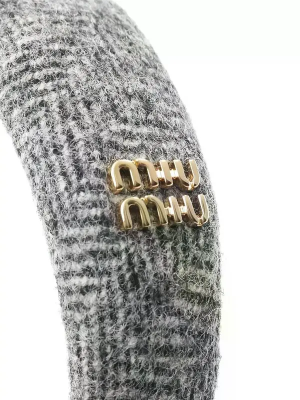 Miu Miu Tweed Headband With Logo