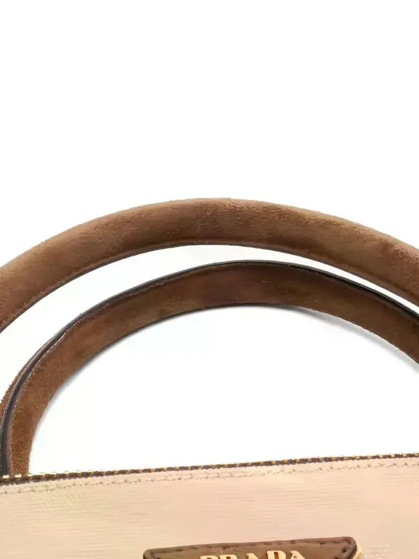 Prada Canvas And Suede Tote Bag