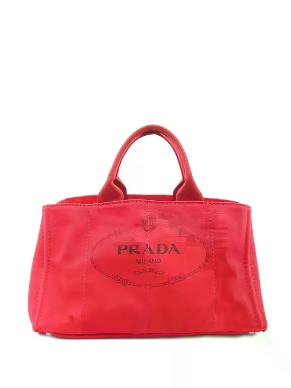 Prada 2000s Canapa Canvas Tote Bag - Red