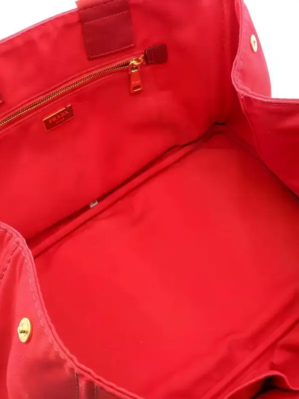 Prada 2000s Canapa Canvas Tote Bag - Red