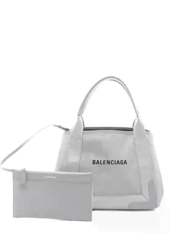 Balenciaga Small Cabas Leather Tote Bag - Grey