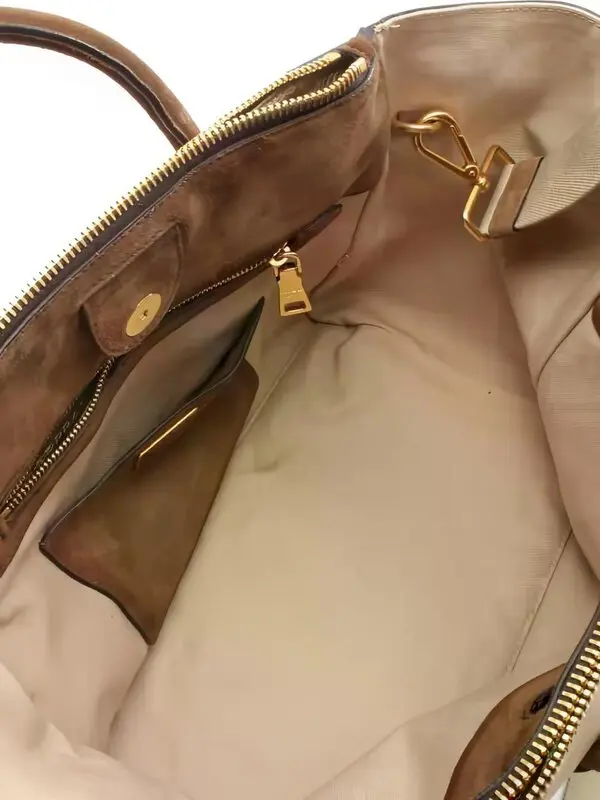 Prada Canvas And Suede Tote Bag