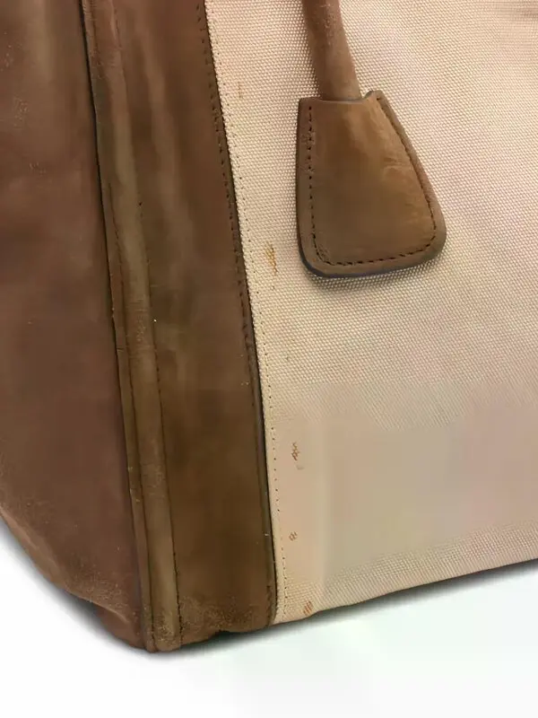 Prada Canvas And Suede Tote Bag