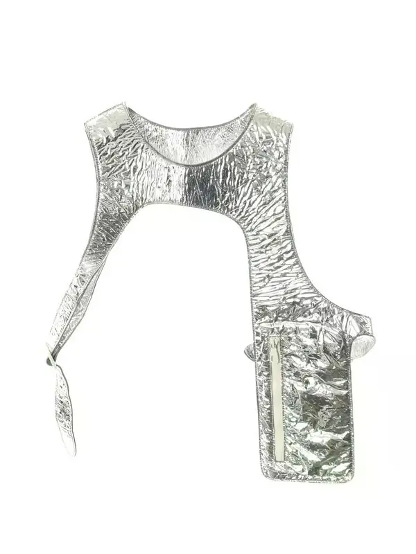 LOUIS VUITTON Mid-layer Asymmetrical Leather Vest - Silver