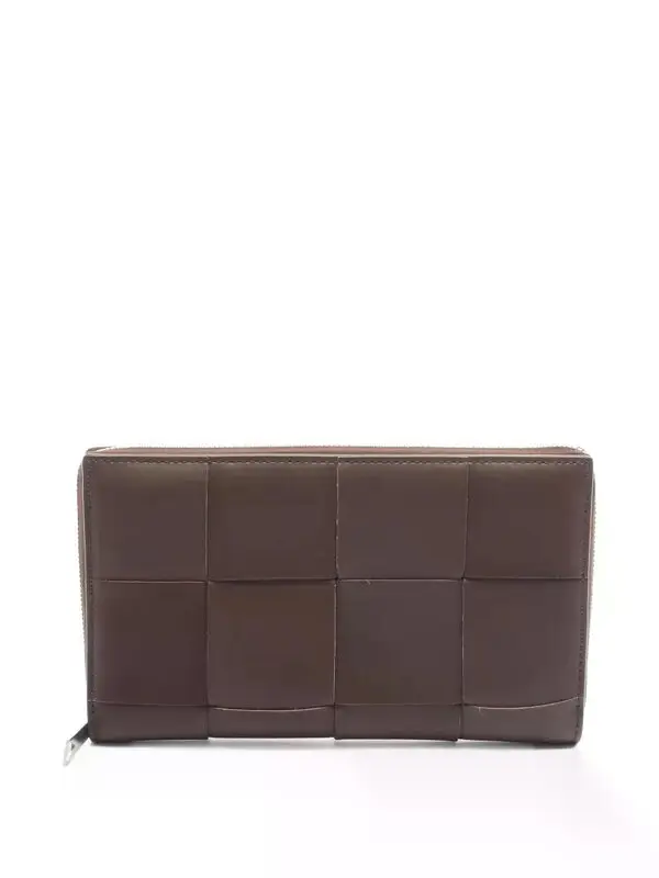 Bottega Veneta 2010s Cassette Woven Leather Wallet - Brown