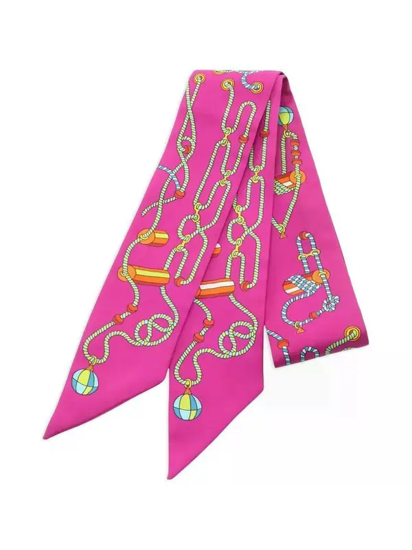 Hermès 2010's Ribbon Cordages Silk Scarf - Pink