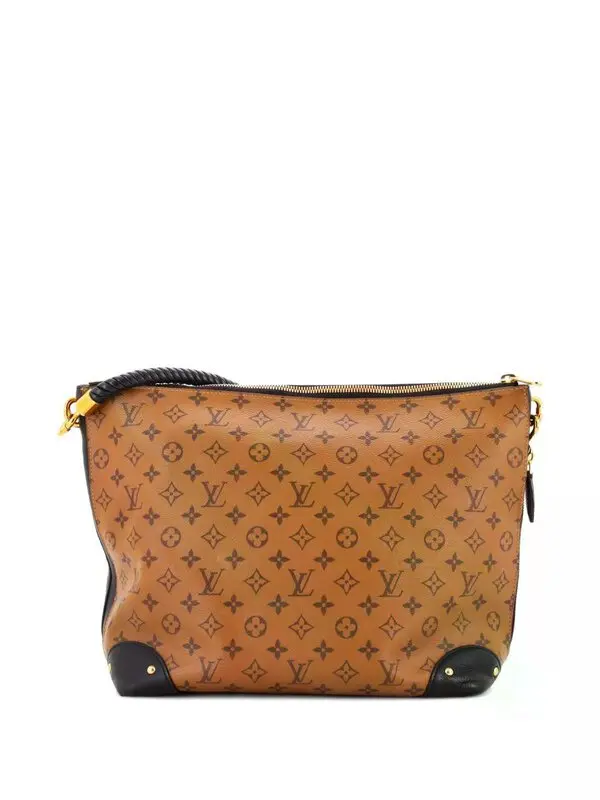LOUIS VUITTON Triangle Softy Hobo Bag Reverse Monogram Canvas