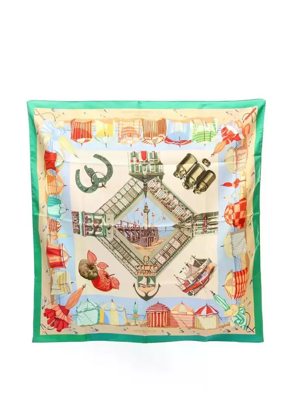 Hermès 10s Printed Silk Scarf - Neutrals