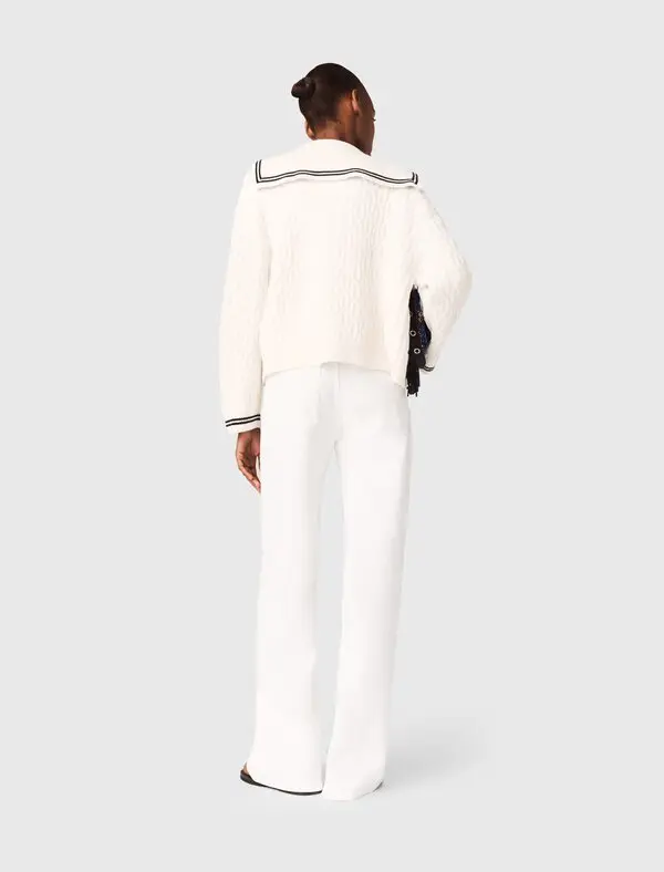 Maje Cable-knit Sailor Cardigan - Ecru