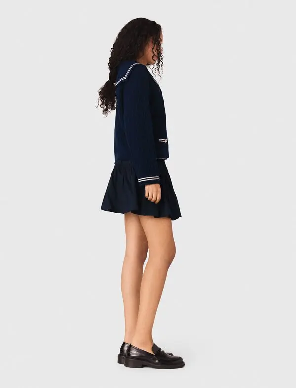 Maje Cable-knit Sailor Cardigan - Navy