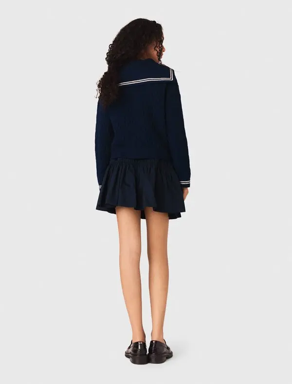 Maje Cable-knit Sailor Cardigan - Navy