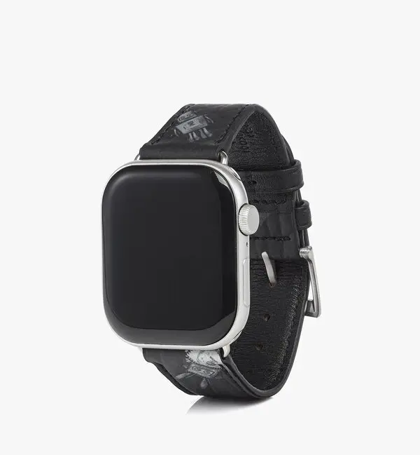 Mcm 42-49mm Apple Watch Band In Visetos Monogram Canvas - Black