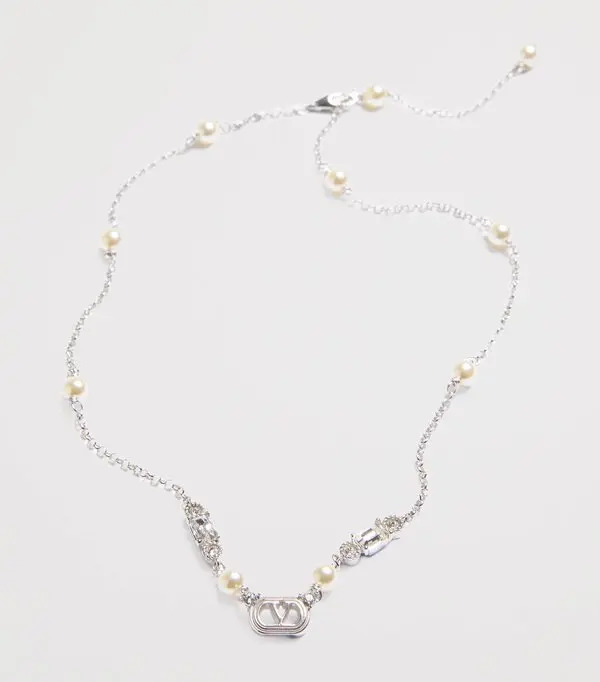 Valentino Garavani Vlogo Faux Pearl Necklace