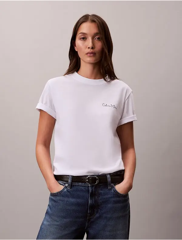 Calvin Klein Small Script Logo Classic T-shirt - Brilliant White