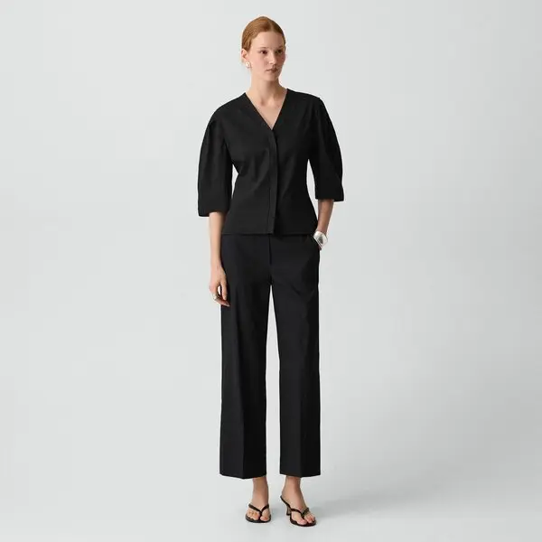 Theory Classic Straight Pant In Good Linen - Black