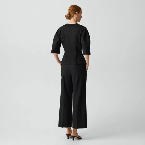 Theory Classic Straight Pant In Good Linen - Black