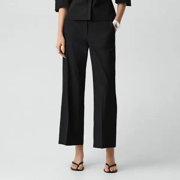 Theory Classic Straight Pant In Good Linen - Black