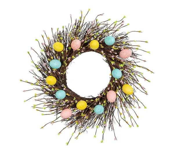 NEARLY NATURAL 20' Easter Eggs Artificial Wreat H - One-color