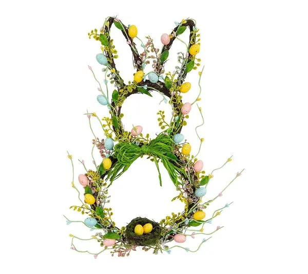 NEARLY NATURAL 22' Easter Rabbit Shaped Wreath