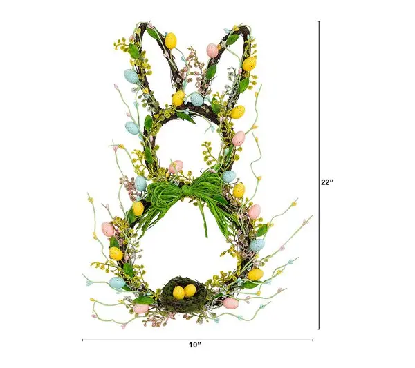 NEARLY NATURAL 22' Easter Rabbit Shaped Wreath