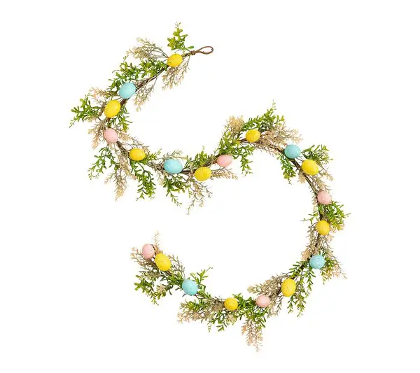 NEARLY NATURAL 6' Easter Artificial Garland Wit H Eggs Ornament - One-color