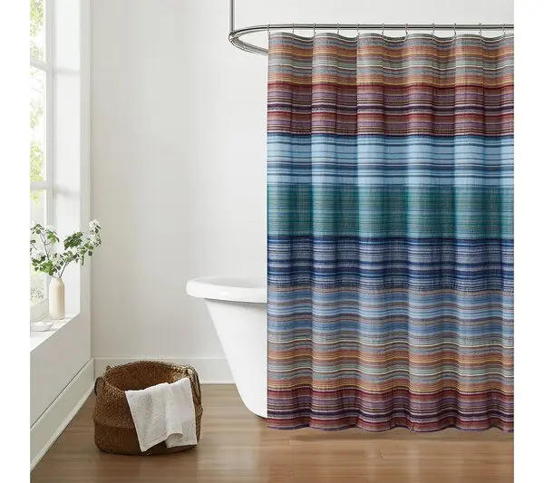 BROOKLYN LOOM Yarn Dye Stripe Shower Curtain - One-color