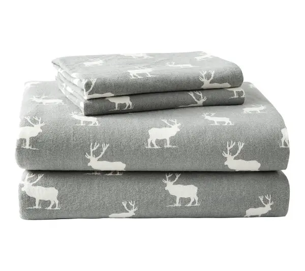 Eddie Bauer Elk Grove Light Grey Cotton Twin Sh Eet Set - One-color
