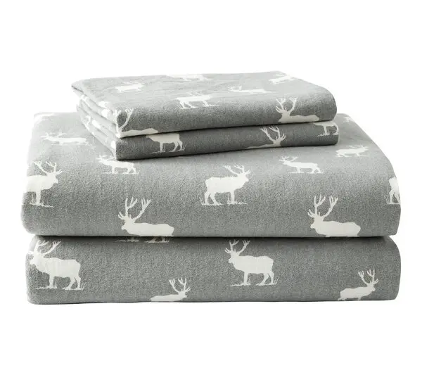Eddie Bauer Elk Grove Light Grey Cotton Queen S Heet Set - One-color