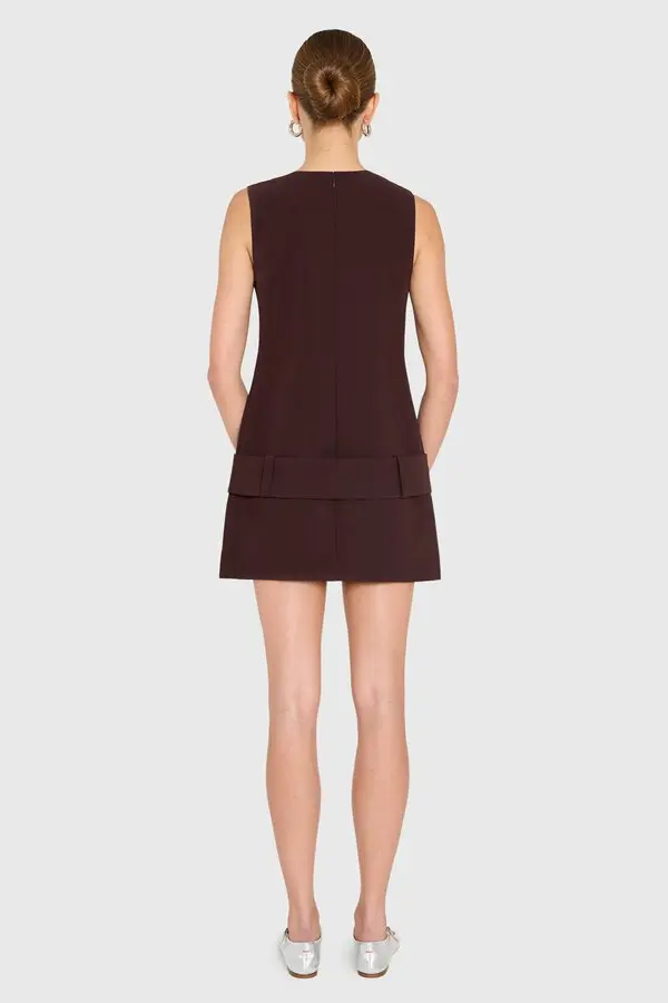 Amanda Uprichard Alistair Sleeveless Belted Mini Romper - Cocoa