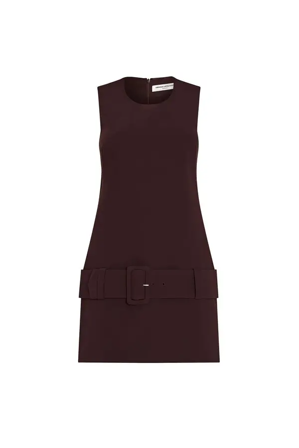 Amanda Uprichard Alistair Sleeveless Belted Mini Romper - Cocoa